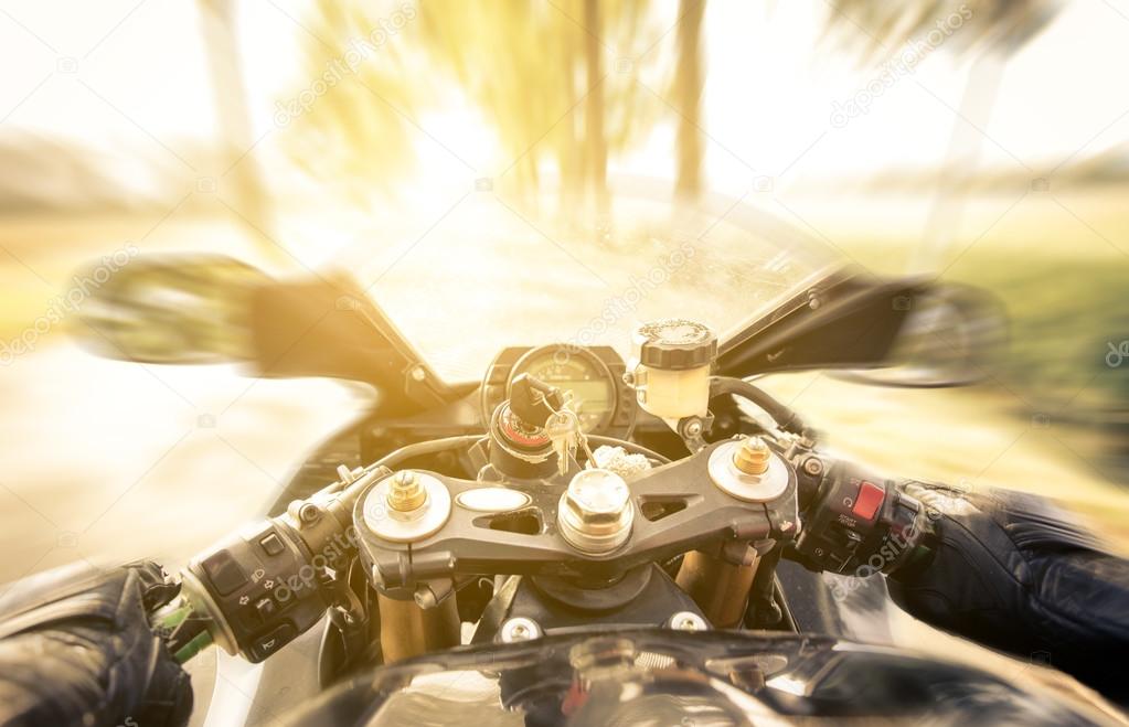 Sport motorcycle pov view from cockpit — Stock Photo © oneinchpunch ...