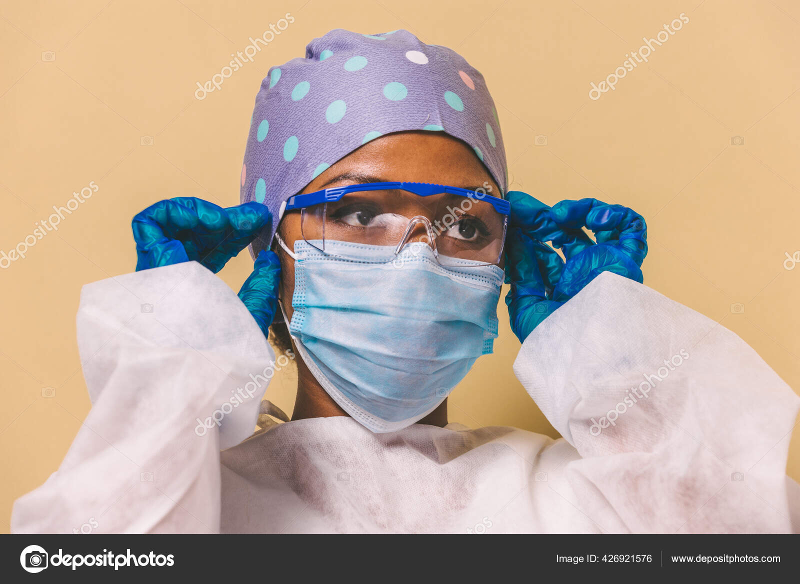 Doctor Wearing Protection Suit Face Mask Fighting Covid Corona Virus ...