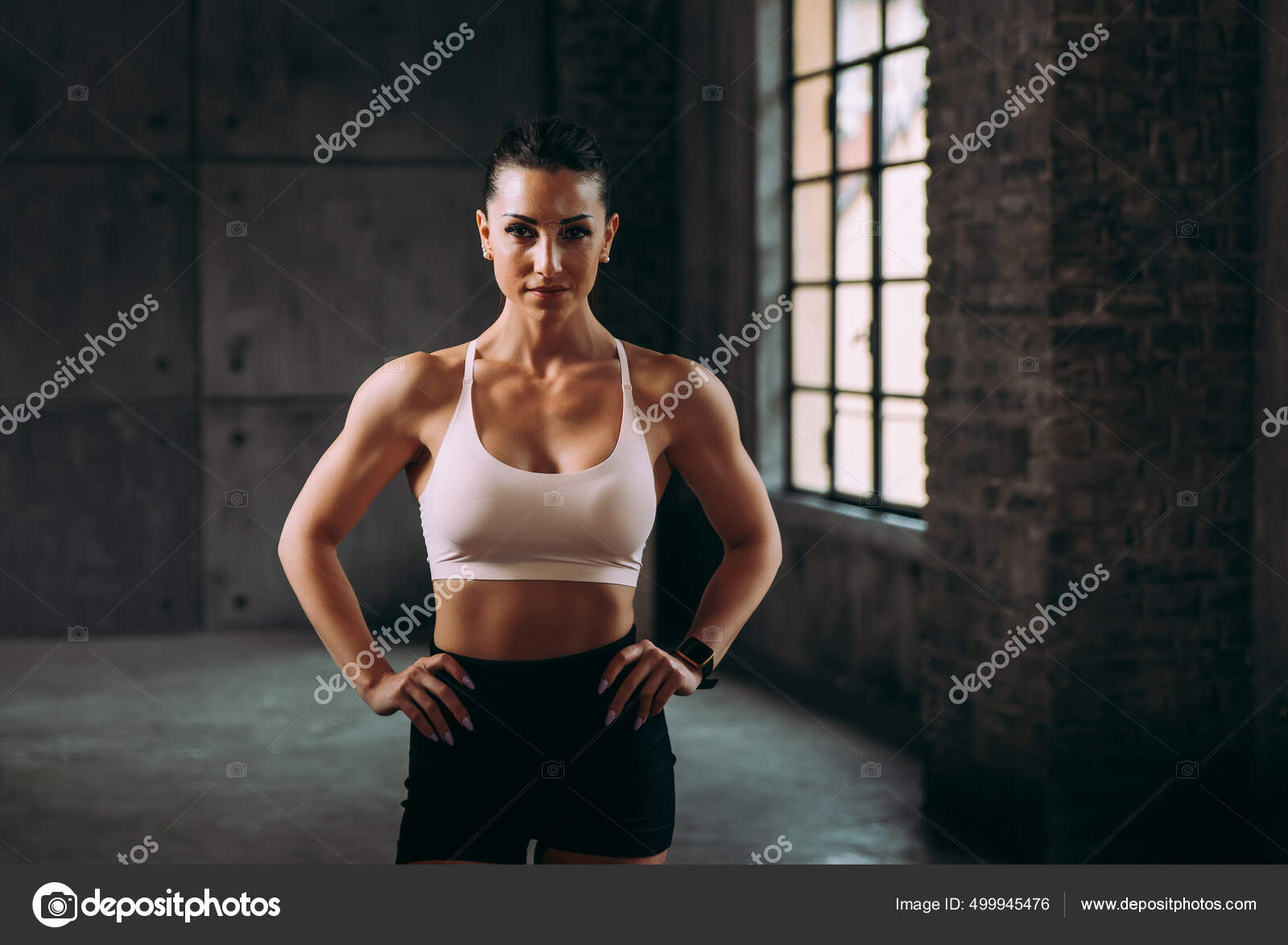Beautiful Woman Training Making Functional Workout Gym Stock Photo by ...