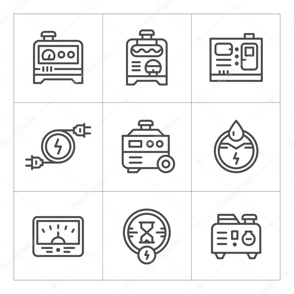 Establecer iconos de línea del generador eléctrico 2025