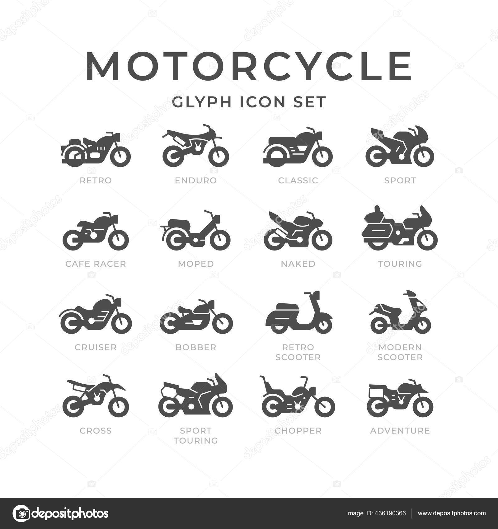 Set glyph icons of motorcycle Stock Vector Image by ©motorama #436190366