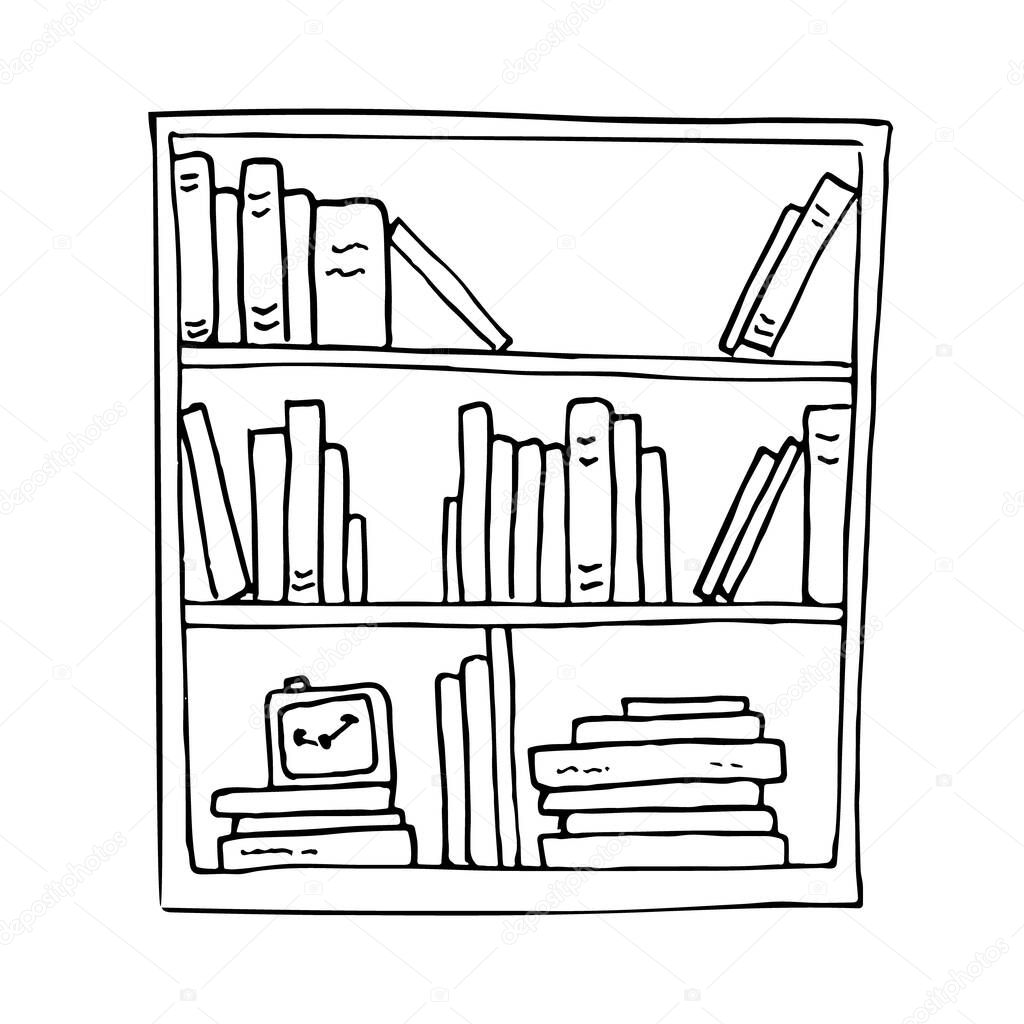 Librería varios libros doodle bosquejo ilustración Vector de stock por ...