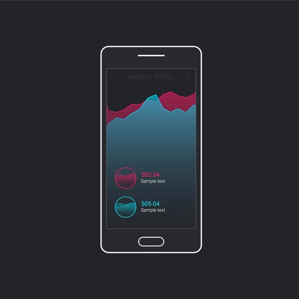 Infographic dashboard template with flat design graphs and charts. Mobile app design. Processing ...