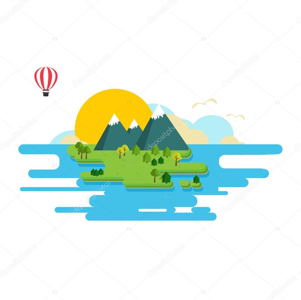 Vector illustration. Icon. Island washed by the water Stock Vector ...