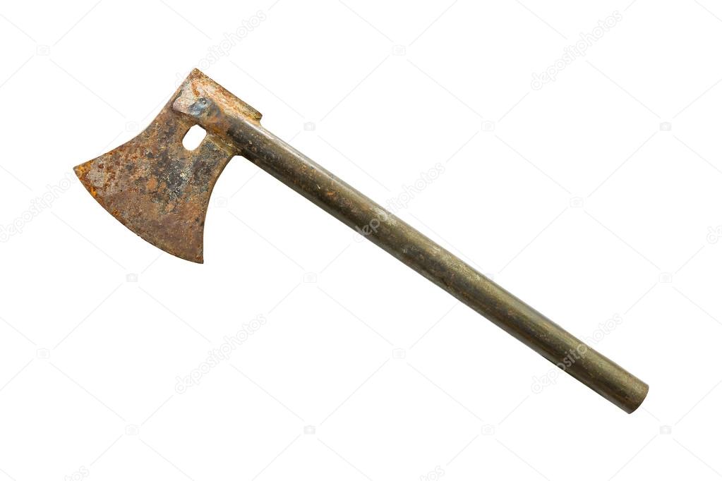 Old rusty axe isolated on white background — Stock Photo ...