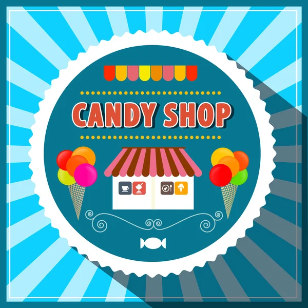 Candy Shop. Retro Vector Candy Shop Illustration. Candy Shop Paper Cut ...