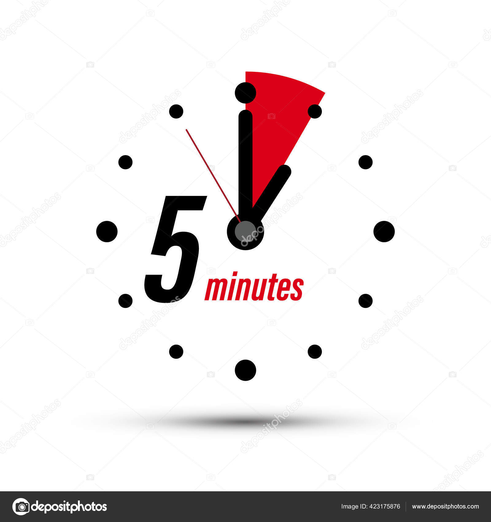 Five Minutes Analogue Clock Symbol Isolated Vector Stock Vector Image ...