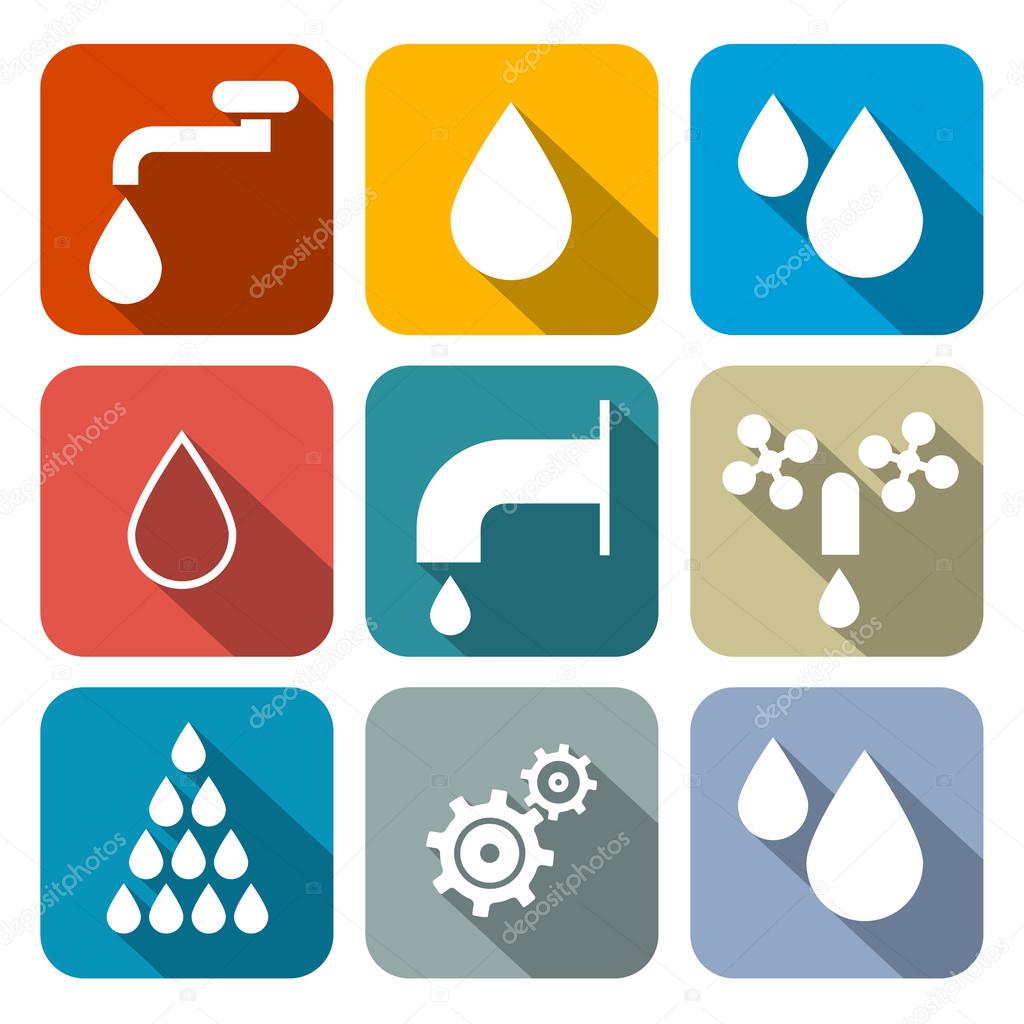 Conjunto de símbolos de água Vetor de ©mejn 58568953