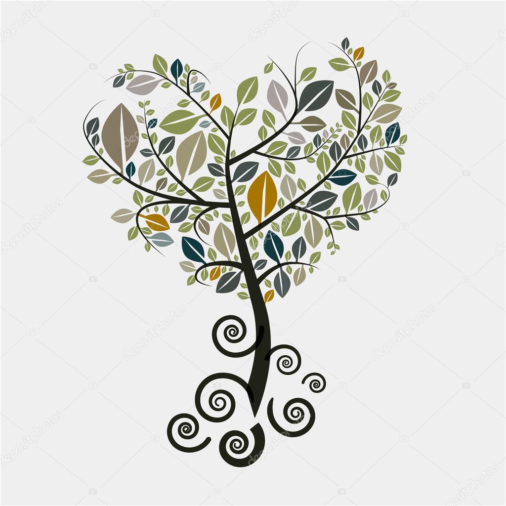 Tree Vector Symbol with Curled Roots Stock Vector by ©mejn 62092107