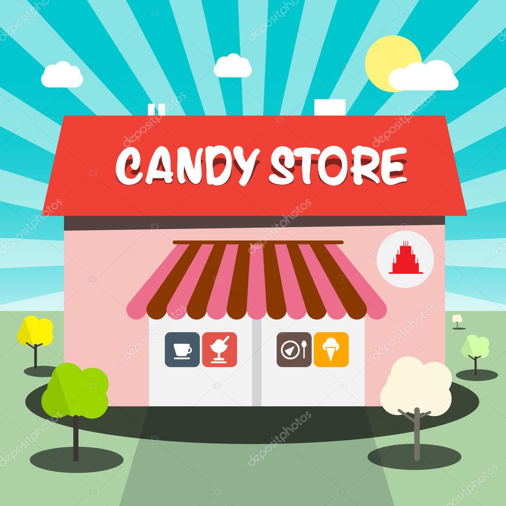 Candy Store Vector Flat Design Illustration — Stock Vector © mejn #90778602