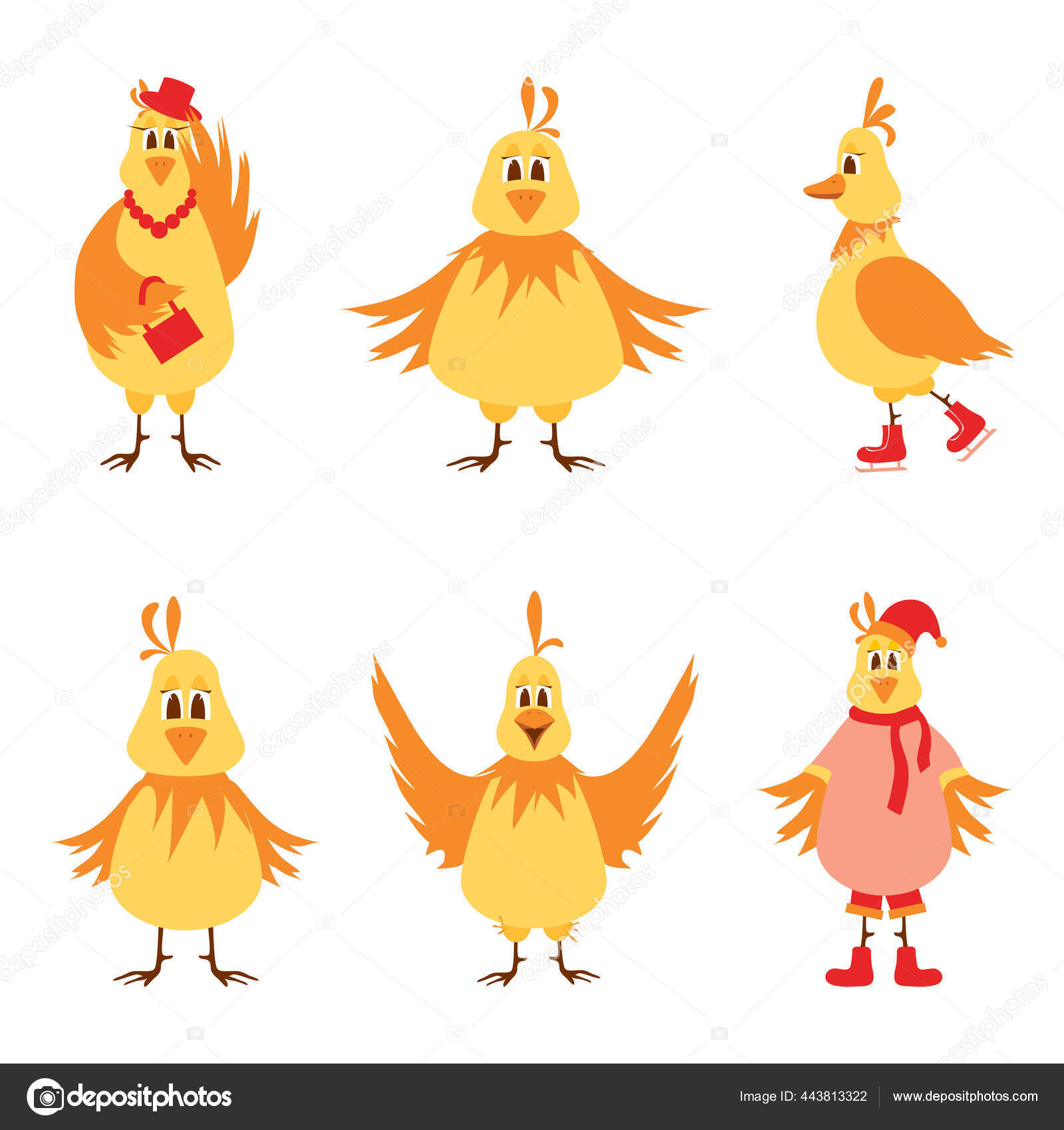 Illustration Six Laying Hens White Background Vector Illustration Stock ...