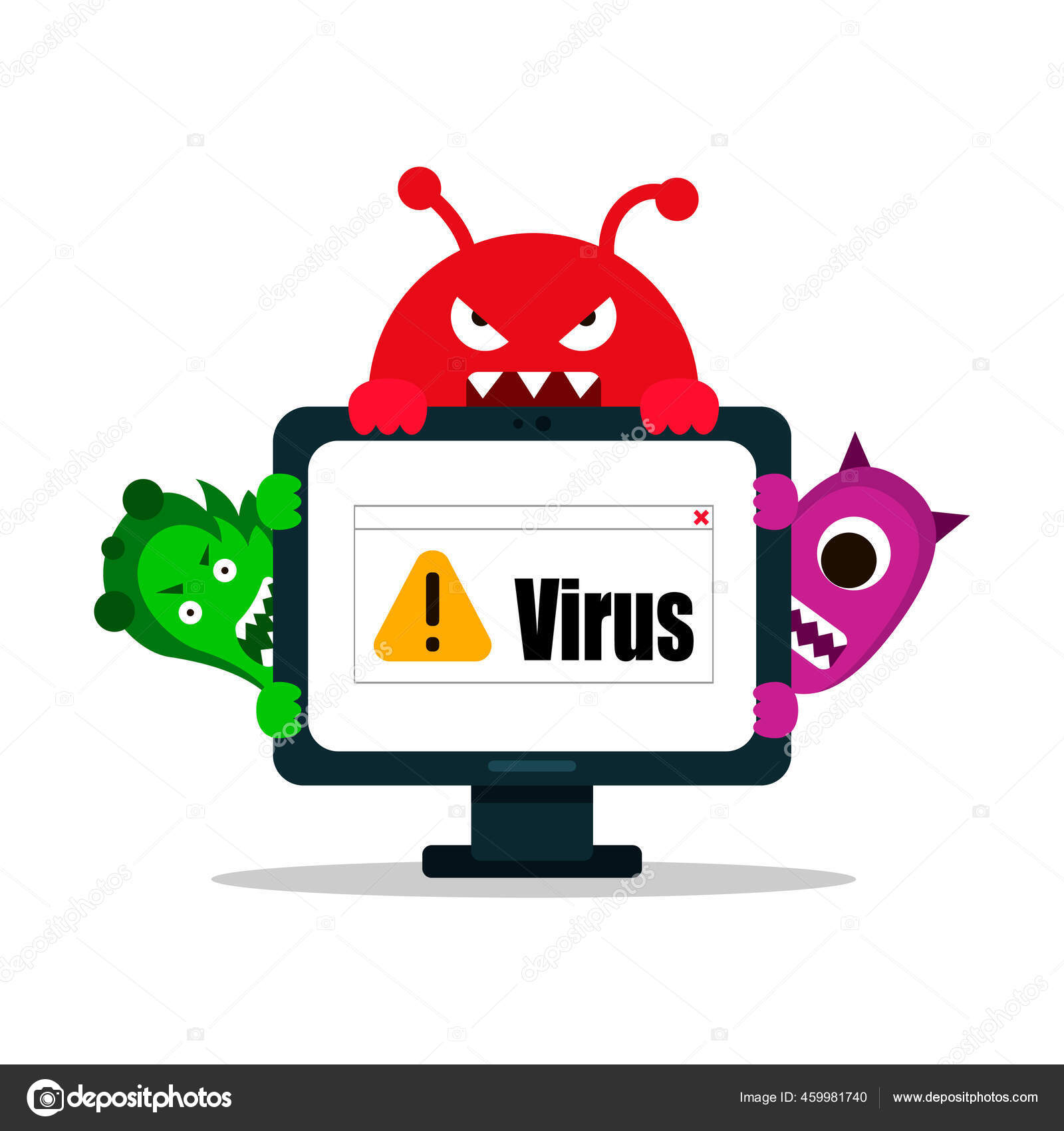 Virus Informático Ataca Una Computadora Portátil Computadora ...