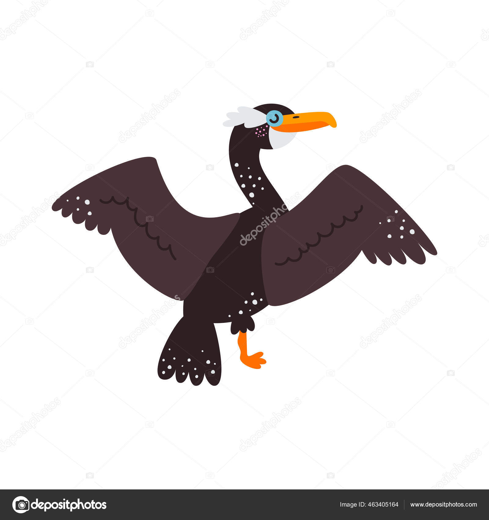Vector Illustration White Background Cormorant Bird Stock Vector Image ...