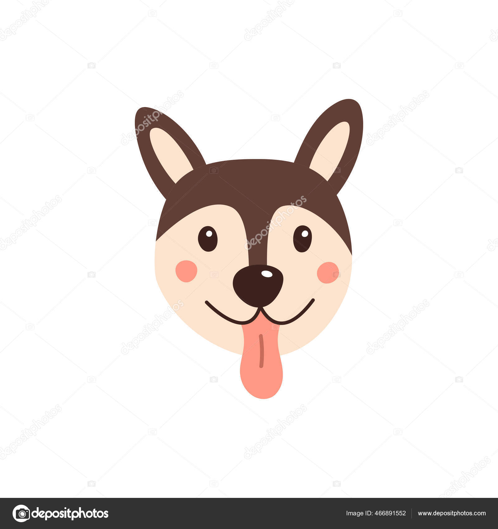 Cara Perro Ilustración Vectorial Divertida Mascota Dibujos Animados ...