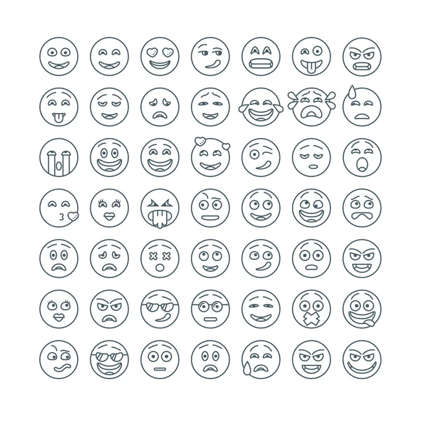 Emoticons collection. Flat emoji set. Cute smileys icon pack. Vector ...