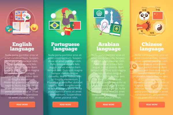 Foreign languages learning banner set. Design illustration for Spanish ...