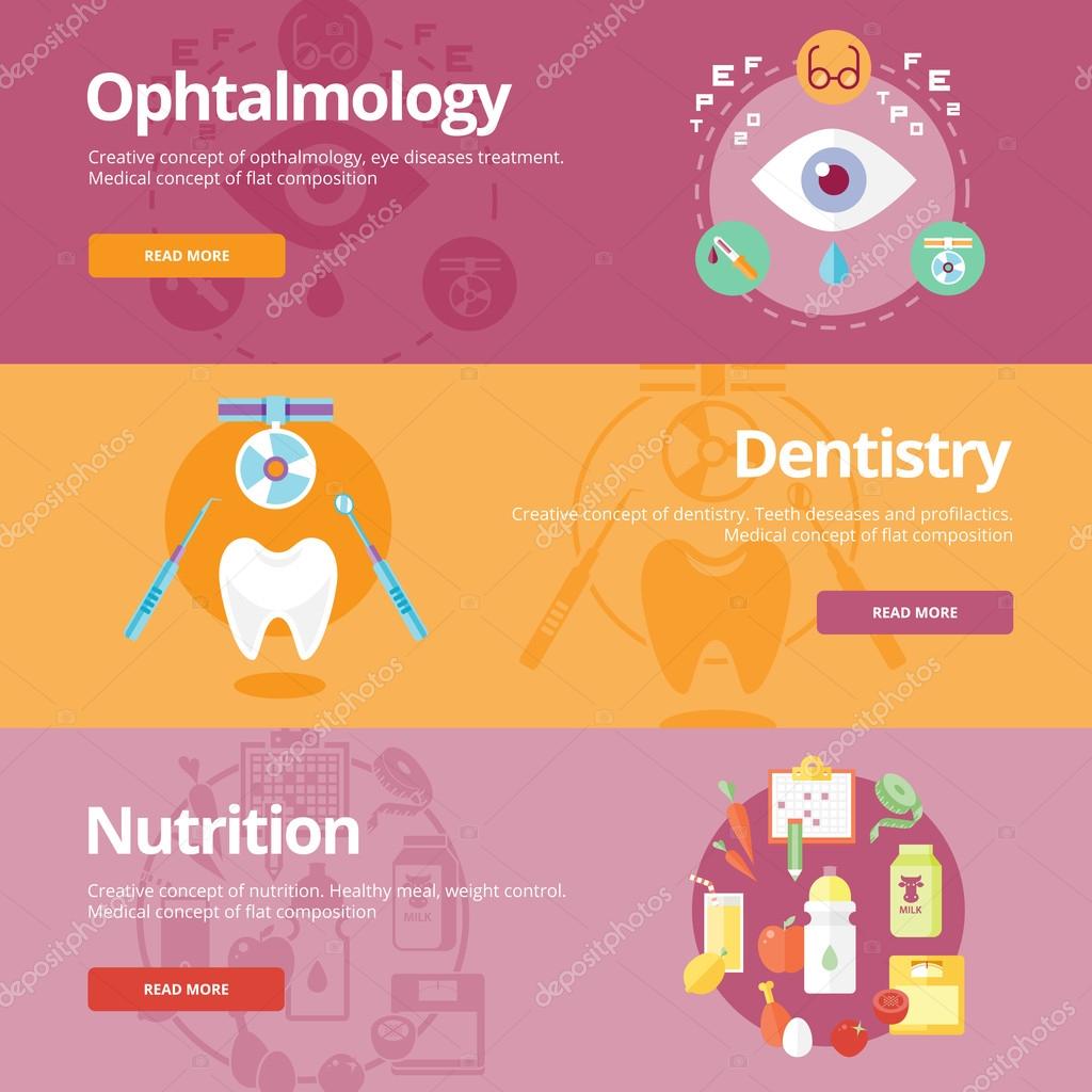 Conjunto de conceptos de diseño plano para oftalmología, odontología ... Conjunto de conceptos de diseño plano para oftalmología, odontología ...