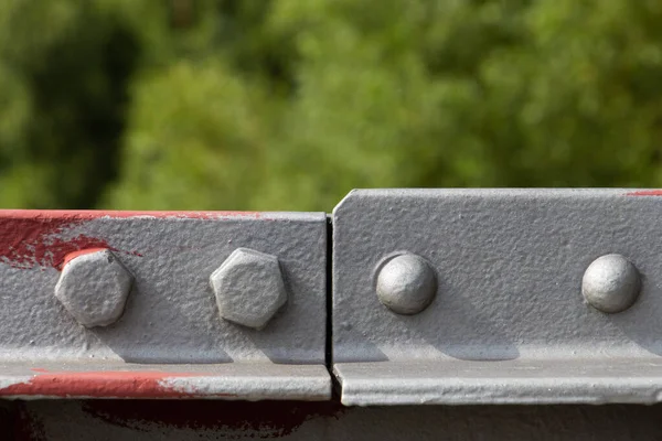 Bridge Railing Connected Bolt Nut Rivet Painted Primer Paint — Stock ...