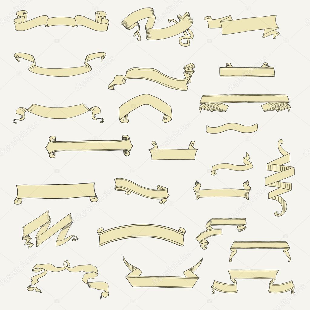 Vector set of ribbon banner shapes in vintage style Stock Vector by ...