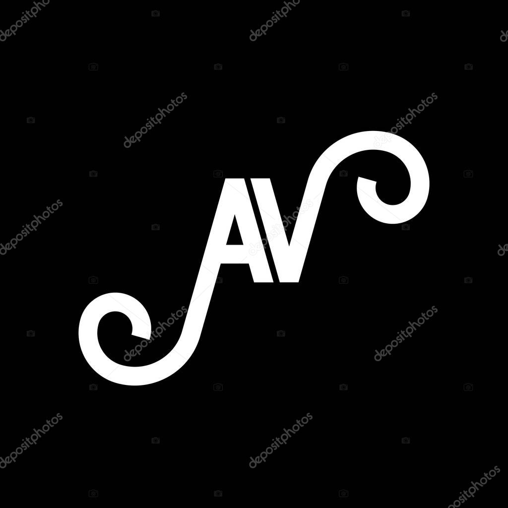 Diseño del logotipo de la letra AV sobre fondo negro. AV iniciales ...