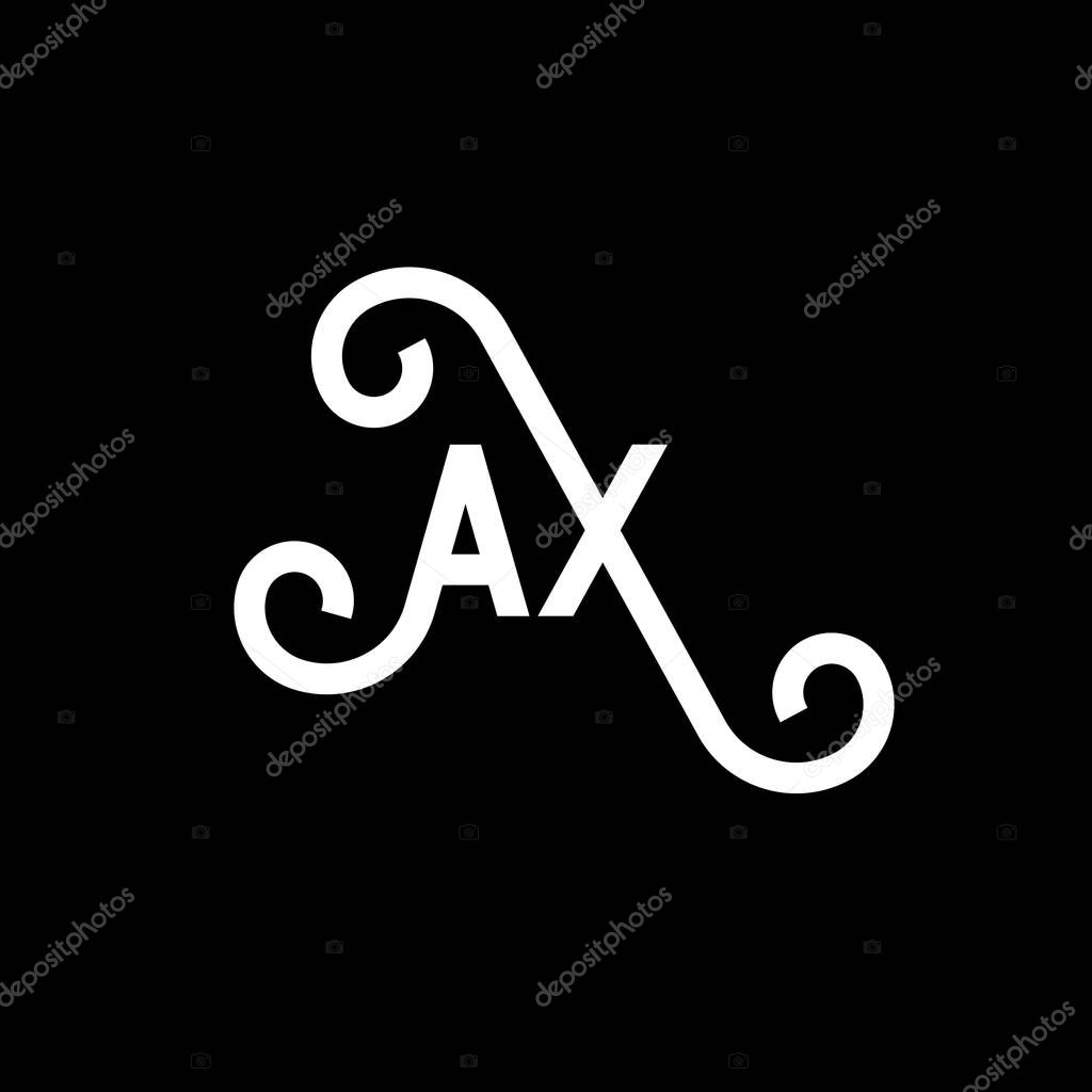 Diseño del logotipo de la letra AX sobre fondo negro. AX iniciales ...