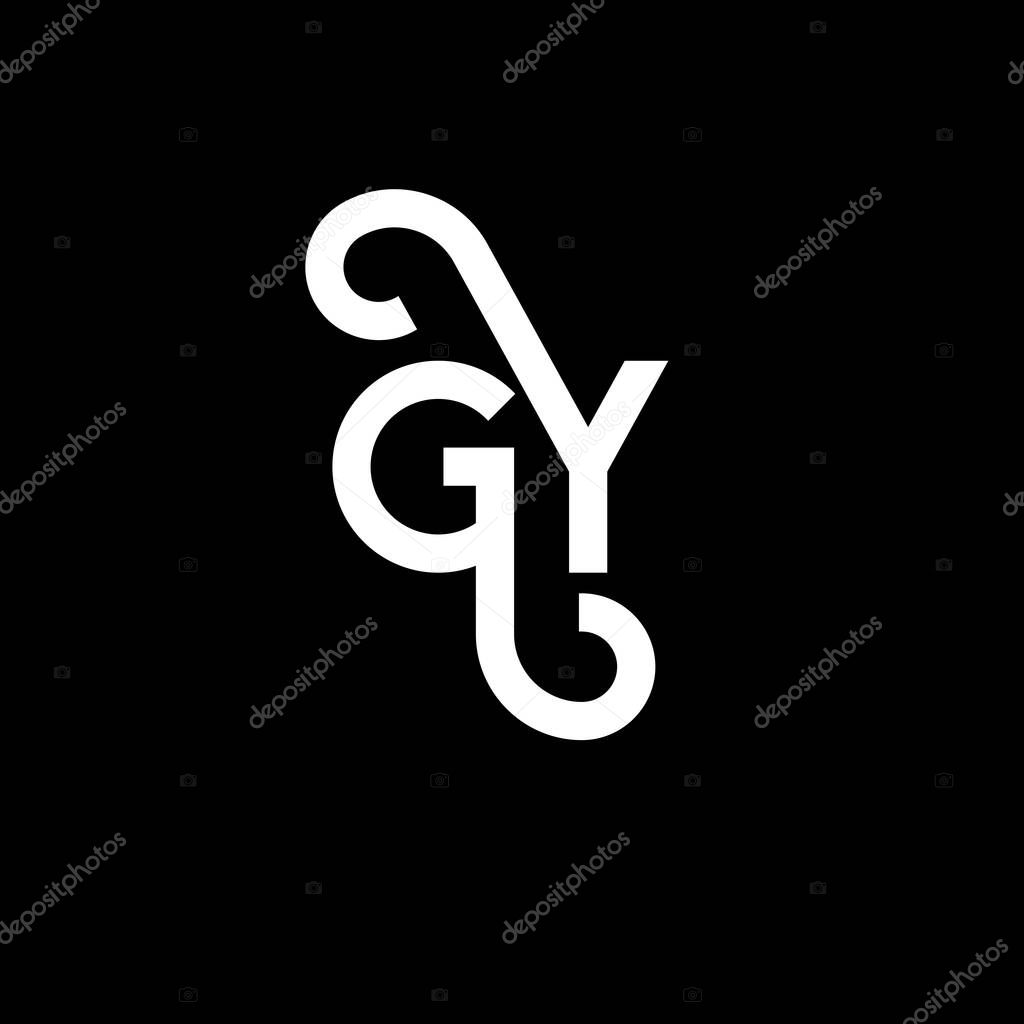 Diseño del logotipo de la letra GY sobre fondo negro. GY iniciales creativas letra logo concepto ...