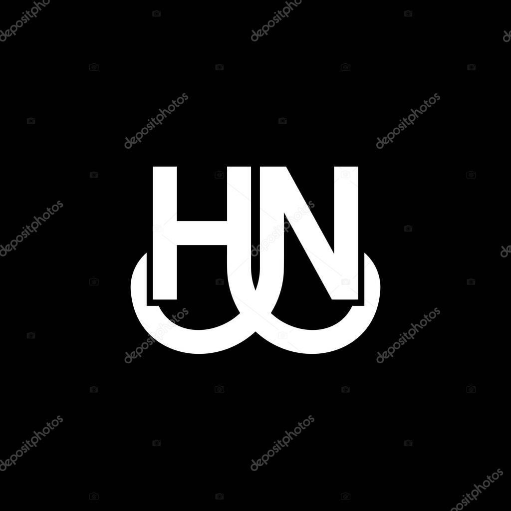 Diseño Del Logotipo De La Letra Hn Sobre Fondo Negro Hn Iniciales