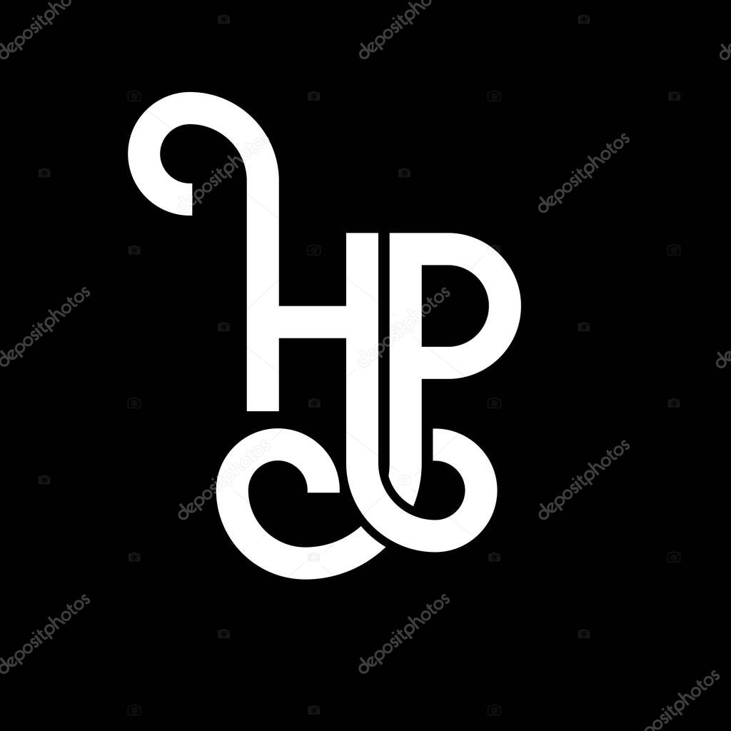 Diseño del logotipo de la letra HP sobre fondo negro. HP iniciales creativas letra logo concepto ...