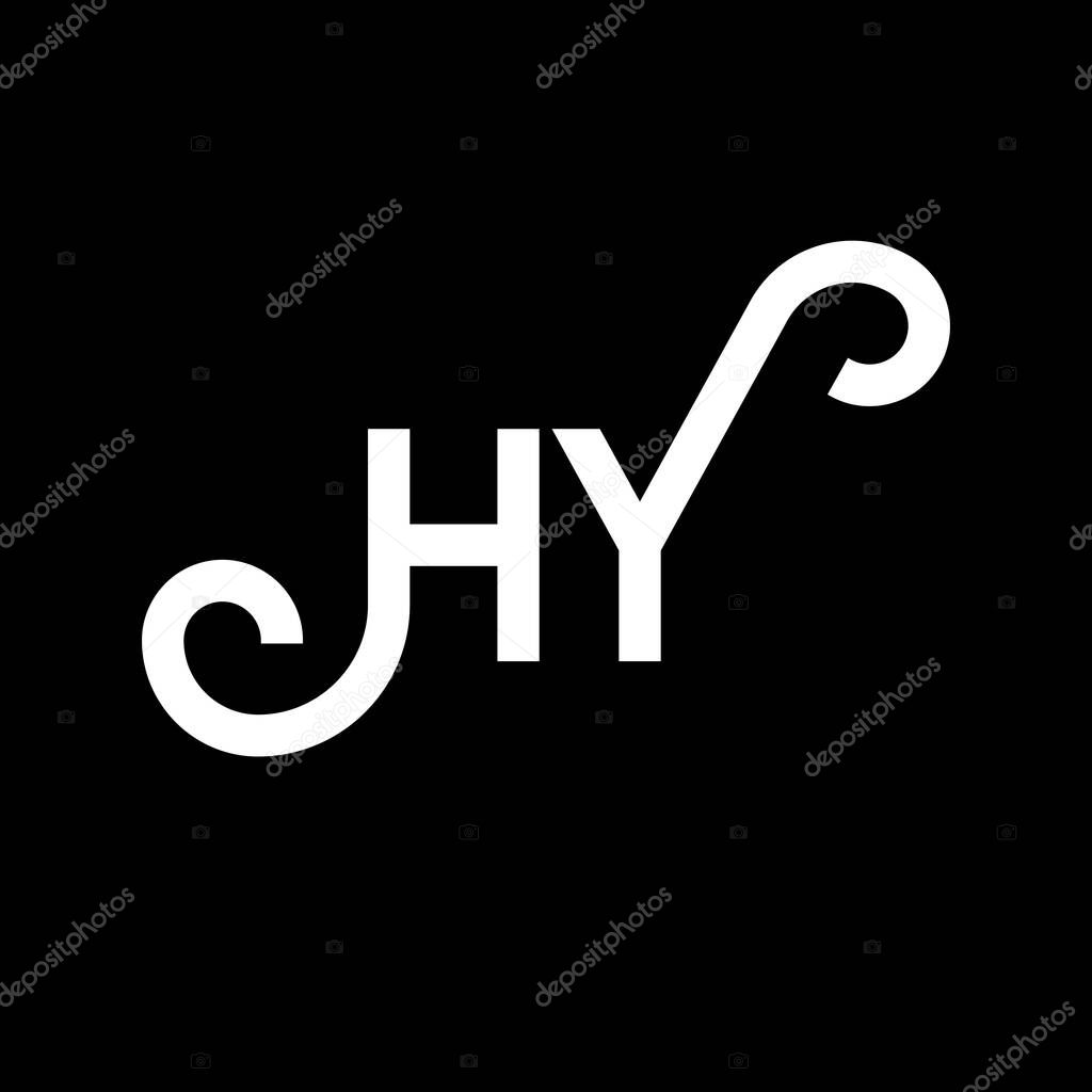 Diseño del logotipo de la letra HY sobre fondo negro. HY iniciales ...