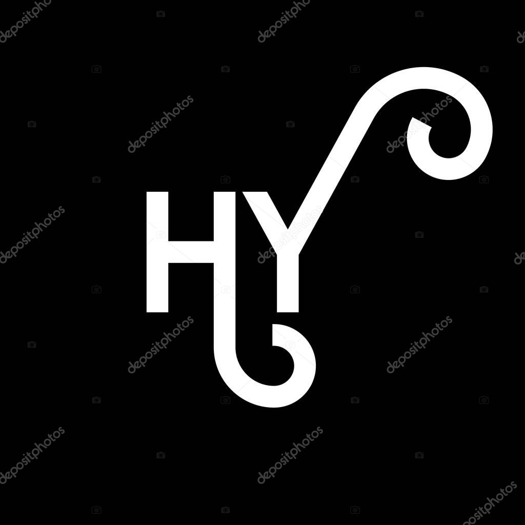 Diseño del logotipo de la letra HY sobre fondo negro. HY iniciales ...