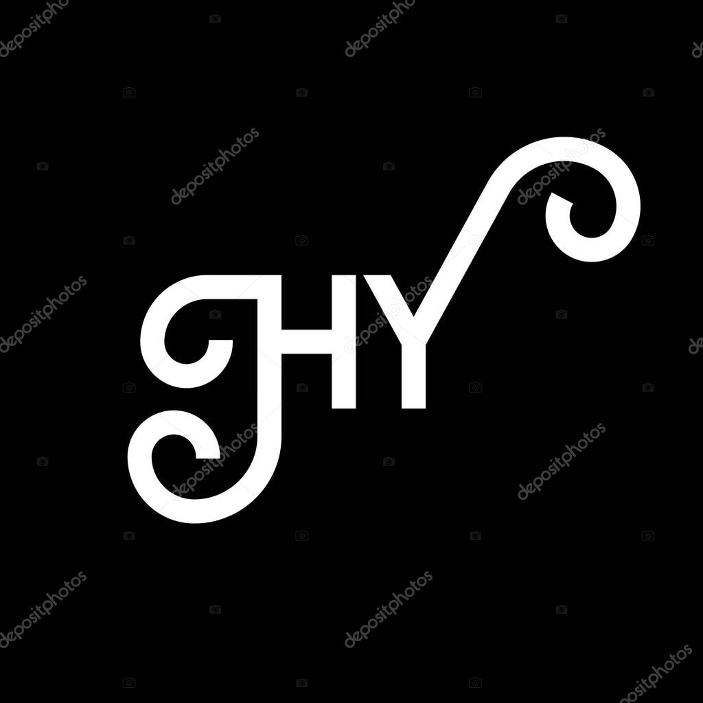 Diseño del logotipo de la letra HY sobre fondo negro. HY iniciales ...