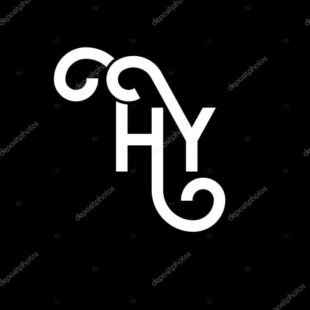 Diseño del logotipo de la letra HY sobre fondo negro. HY iniciales ...