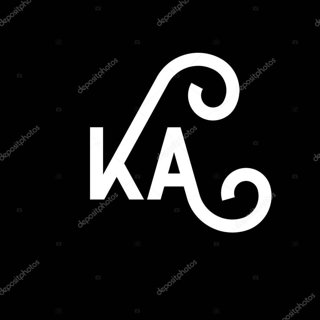 Diseño del logotipo de la letra KA sobre fondo negro. KA iniciales ...