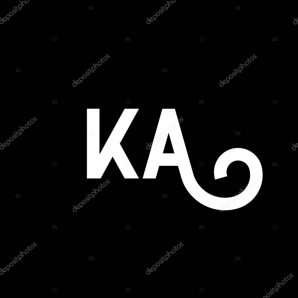 Diseño del logotipo de la letra KA sobre fondo negro. KA iniciales ...