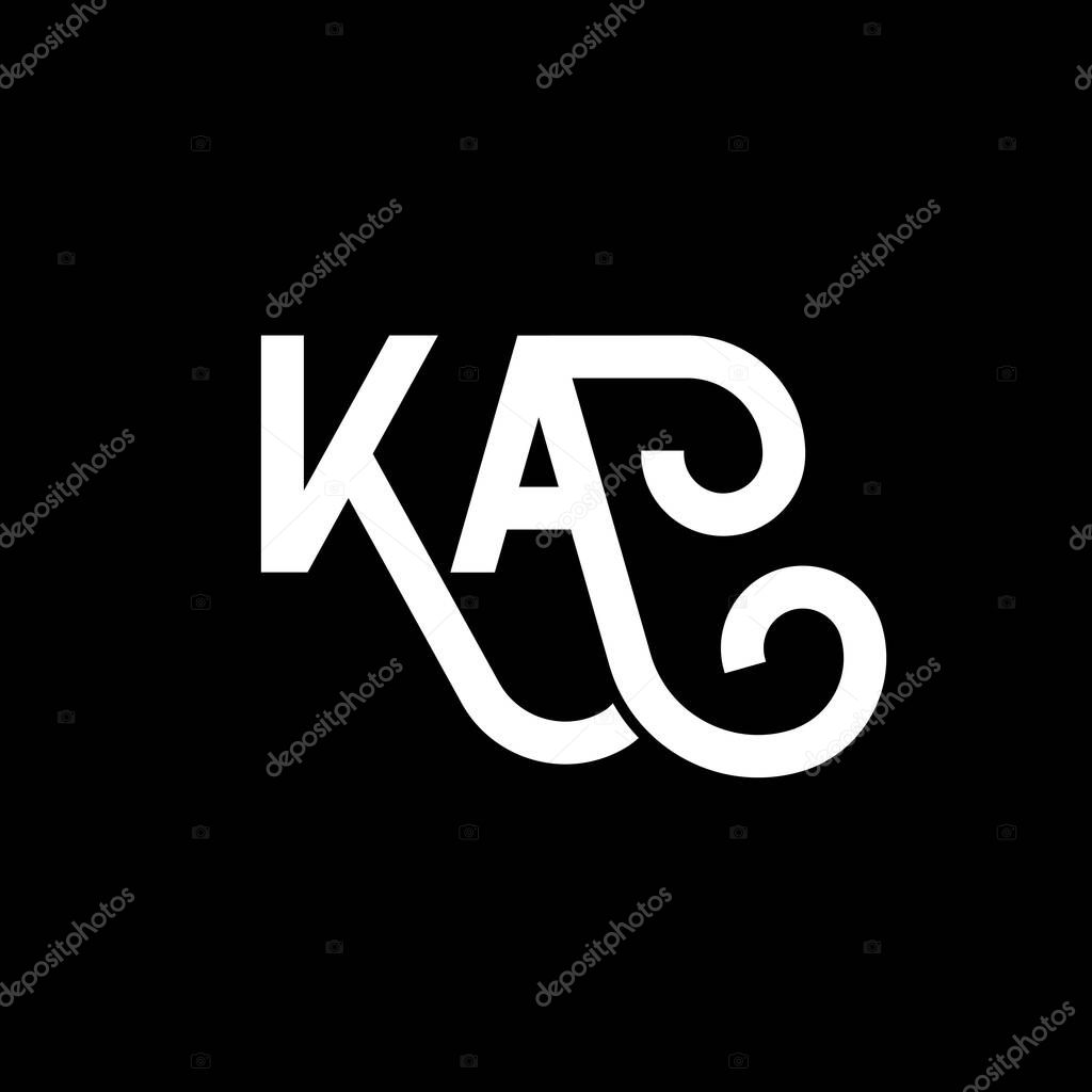 Diseño del logotipo de la letra KA sobre fondo negro. KA iniciales ...