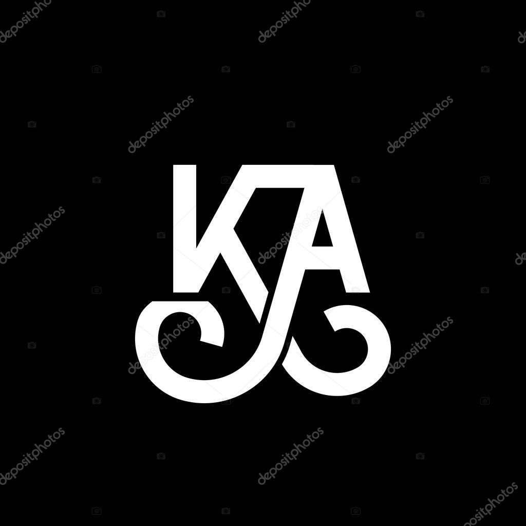 Diseño del logotipo de la letra KA sobre fondo negro. KA iniciales ...