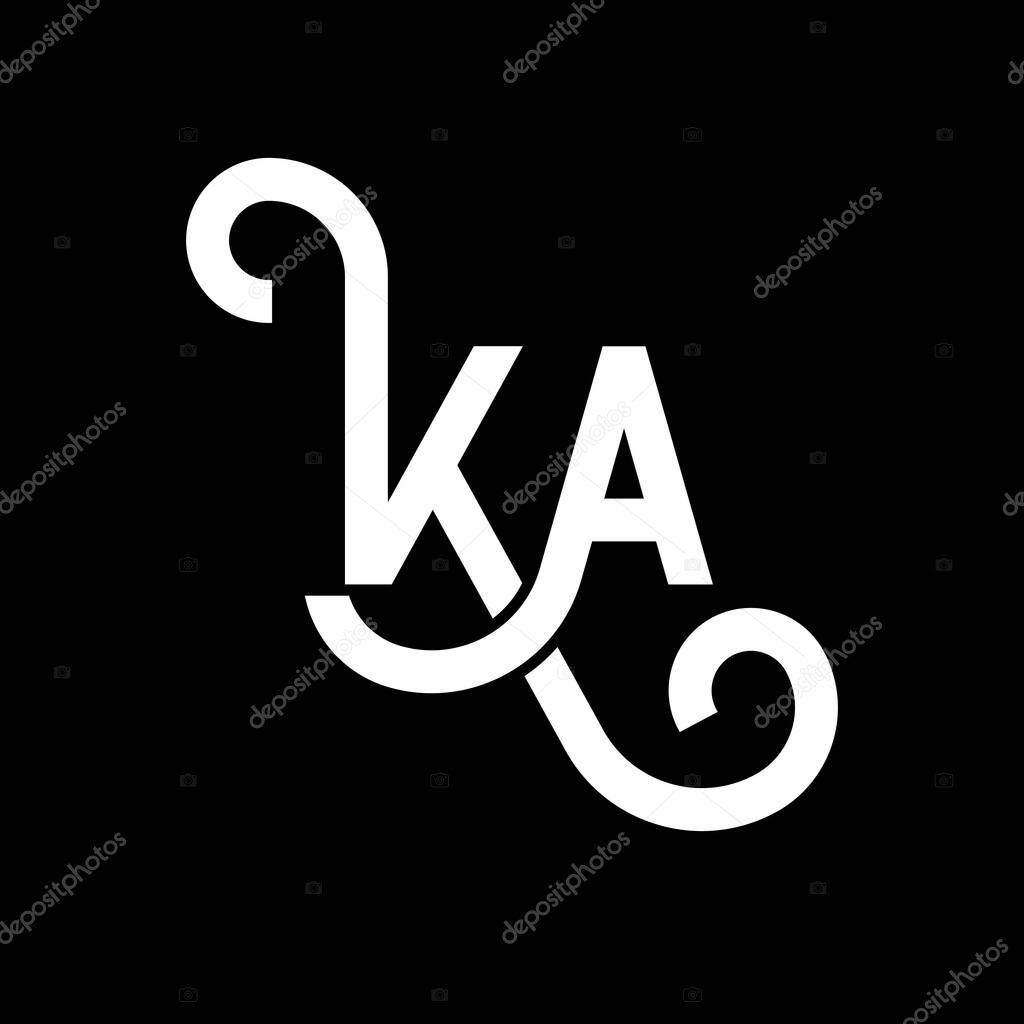 Diseño del logotipo de la letra KA sobre fondo negro. KA iniciales ...