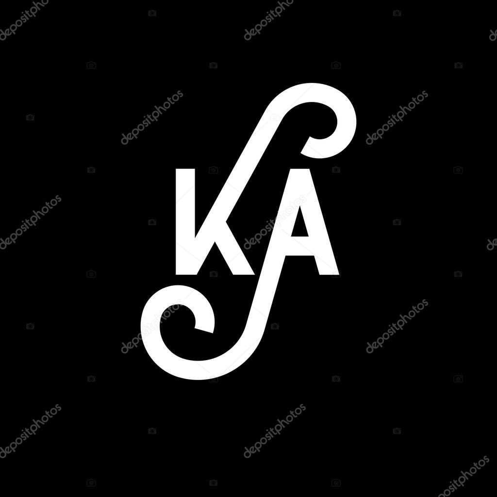 Diseño del logotipo de la letra KA sobre fondo negro. KA iniciales ...