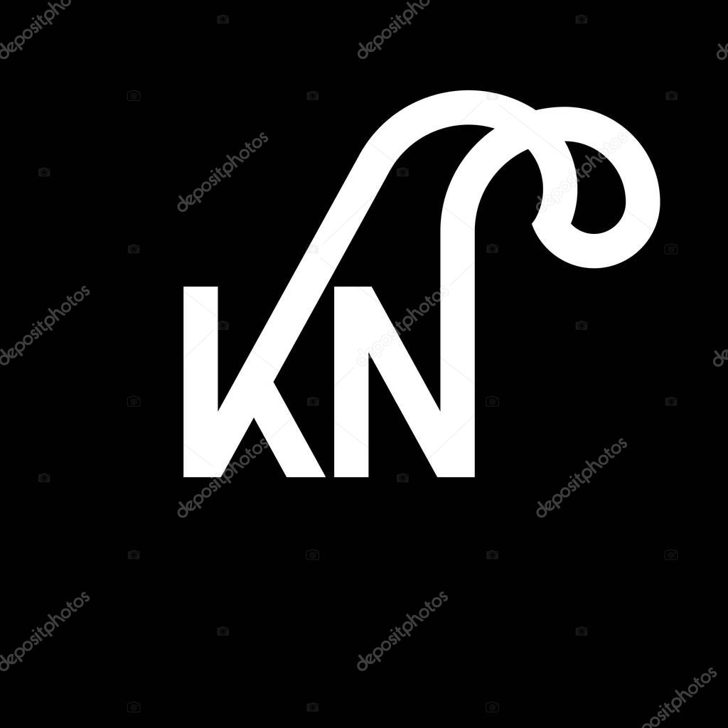 Diseño del logotipo de la letra KN sobre fondo negro. KN iniciales creativas letra logo concepto ...