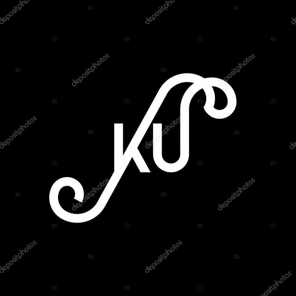 Diseño del logotipo de la letra KU sobre fondo negro. KU iniciales ...