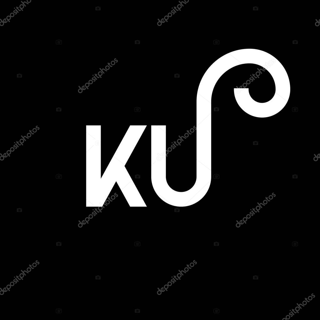 Diseño del logotipo de la letra KU sobre fondo negro. KU iniciales ...