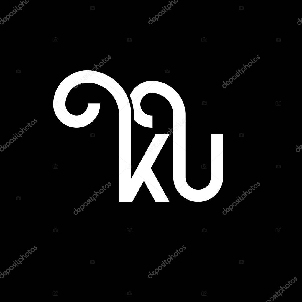 Diseño del logotipo de la letra KU sobre fondo negro. KU iniciales ...