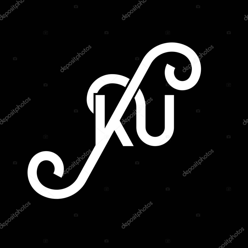 Diseño del logotipo de la letra KU sobre fondo negro. KU iniciales ...