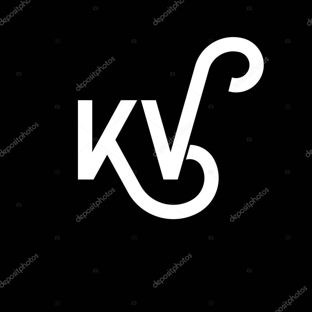 Diseño del logotipo de la letra KV sobre fondo negro. KV iniciales ...
