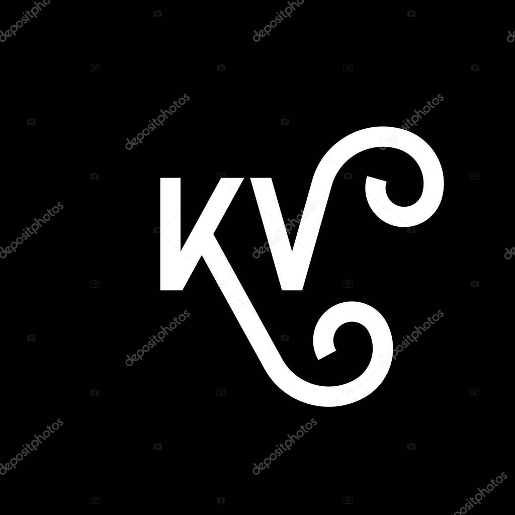 Diseño del logotipo de la letra KV sobre fondo negro. KV iniciales ...