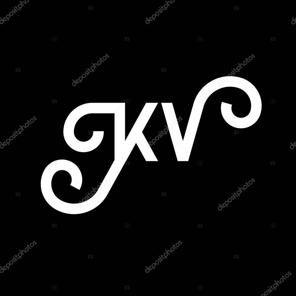 Diseño del logotipo de la letra KV sobre fondo negro. KV iniciales ...