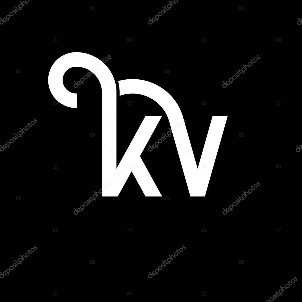 Diseño del logotipo de la letra KV sobre fondo negro. KV iniciales ...