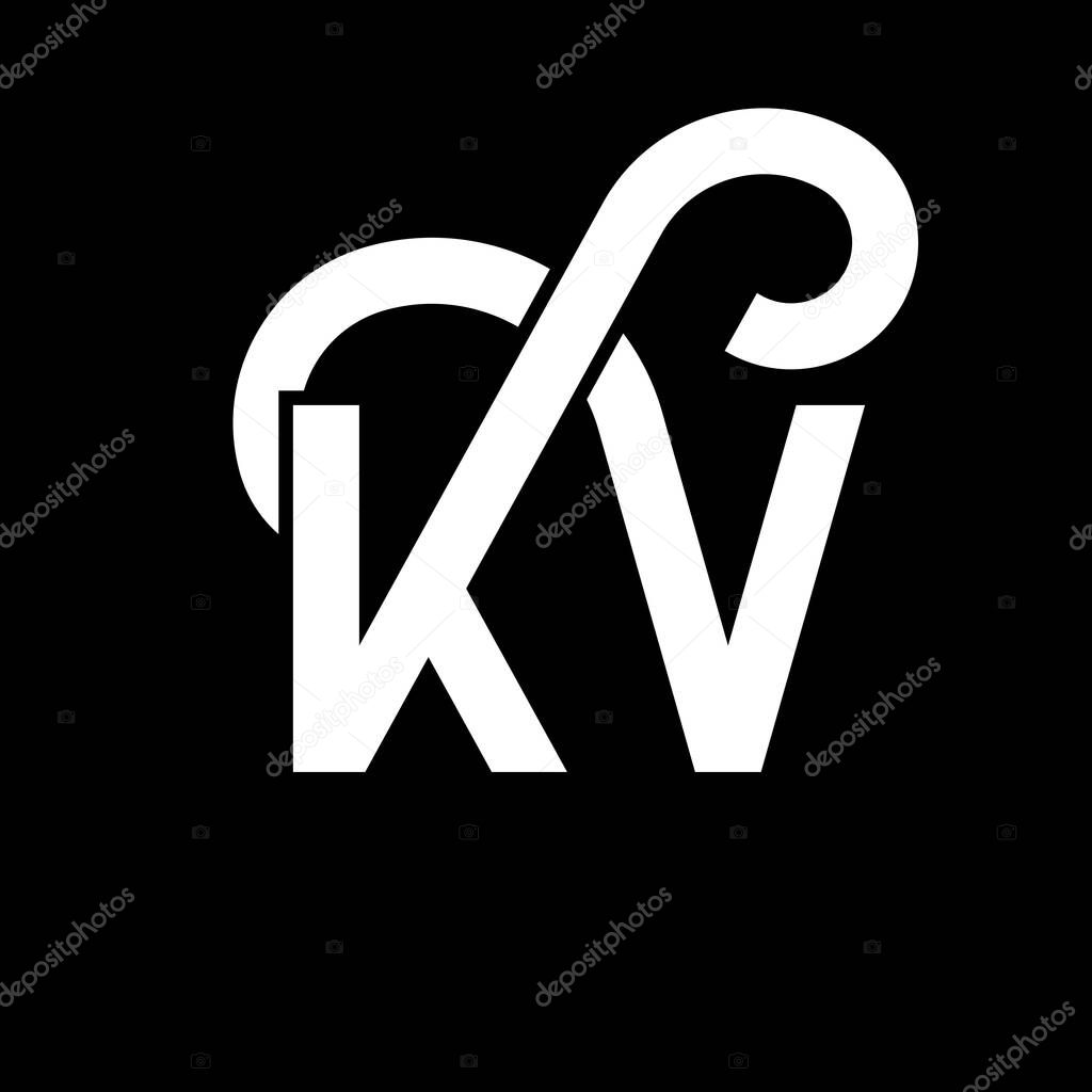 Diseño del logotipo de la letra KV sobre fondo negro. KV iniciales ...
