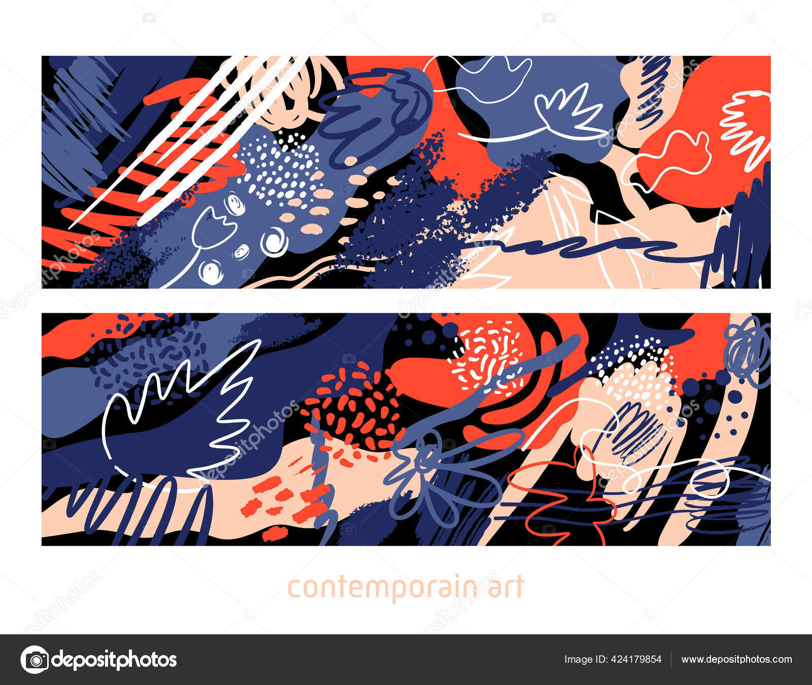 Trendy creative set banner of collage contemporain style with different ...