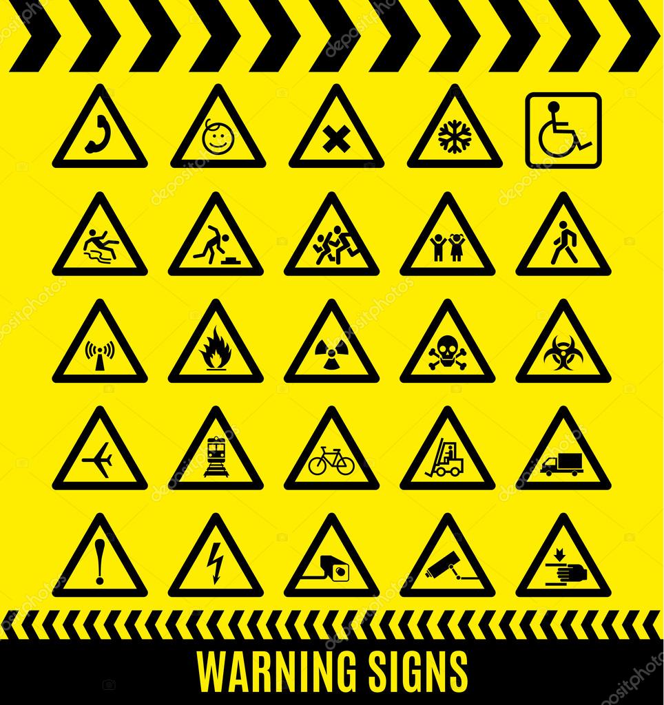 Warning signs set. Stock Vector Image by ©olgamilagros #54976281
